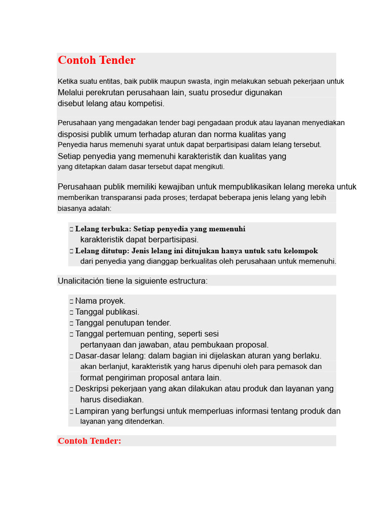 Contoh Tender | PDF