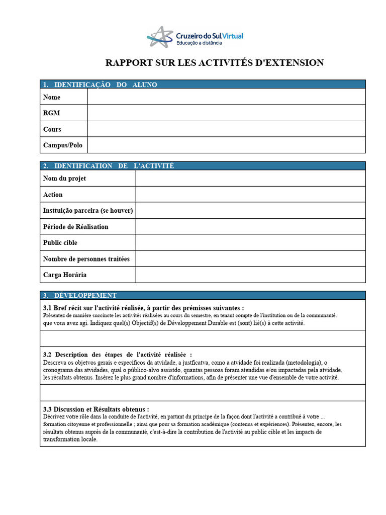 Rapport d'Activités d'Extension 2023 | PDF