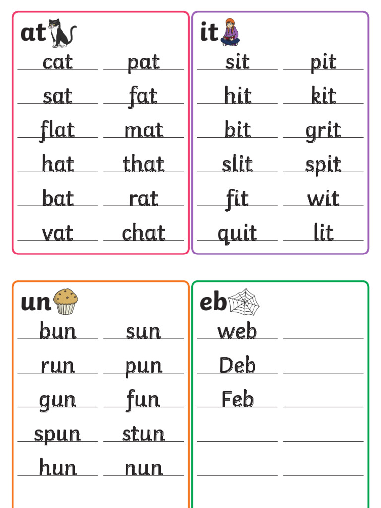 Onset and Rime List Cards Ver 5 | PDF