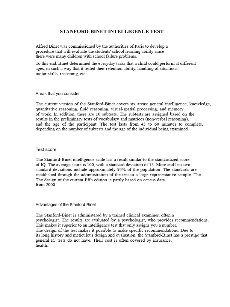 Stanford Intelligence Test | PDF | Wechsler Adult Intelligence Scale ...