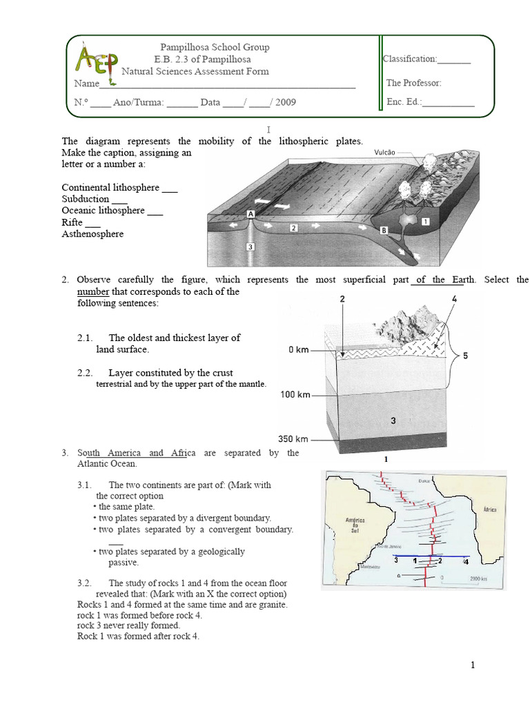 Natural Sciences Evaluation Form For 7th Grade Tectonics Earthquakes ...