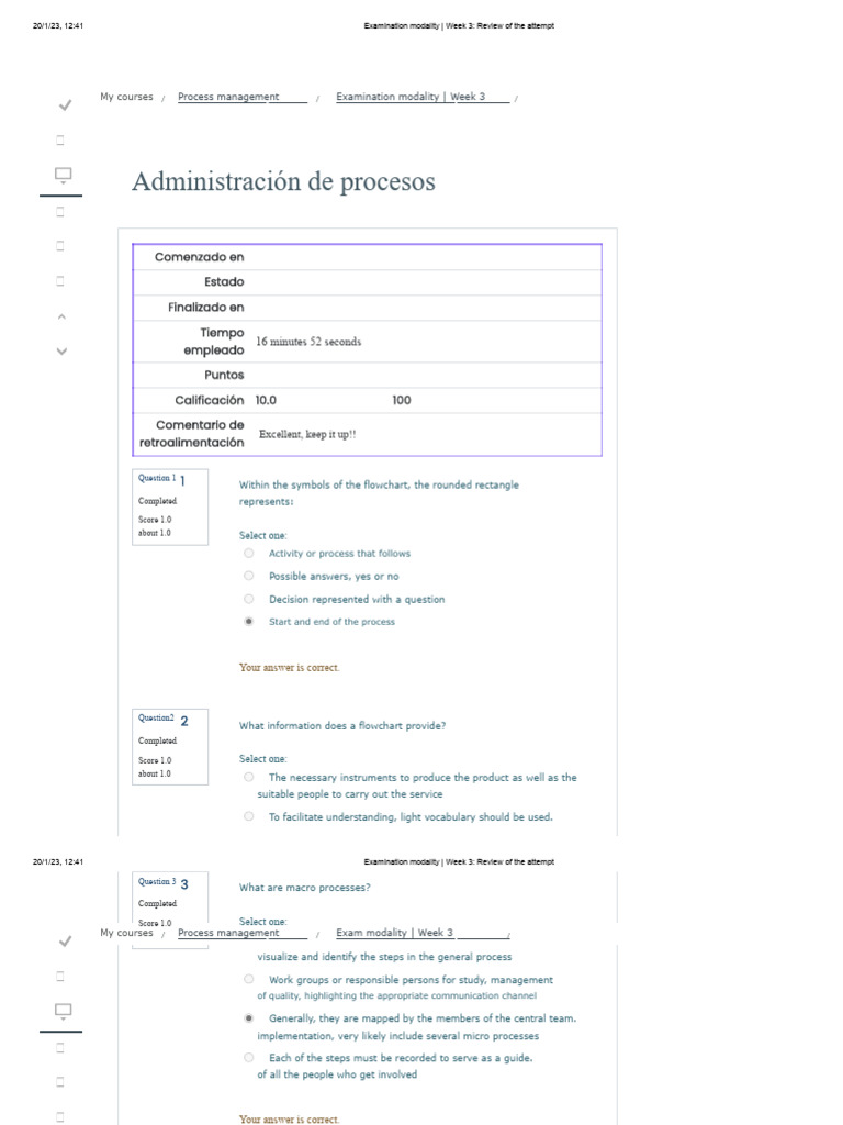PROCESS ADMINISTRATION Exam Modality - Week 3 - Review of The Attempt ...