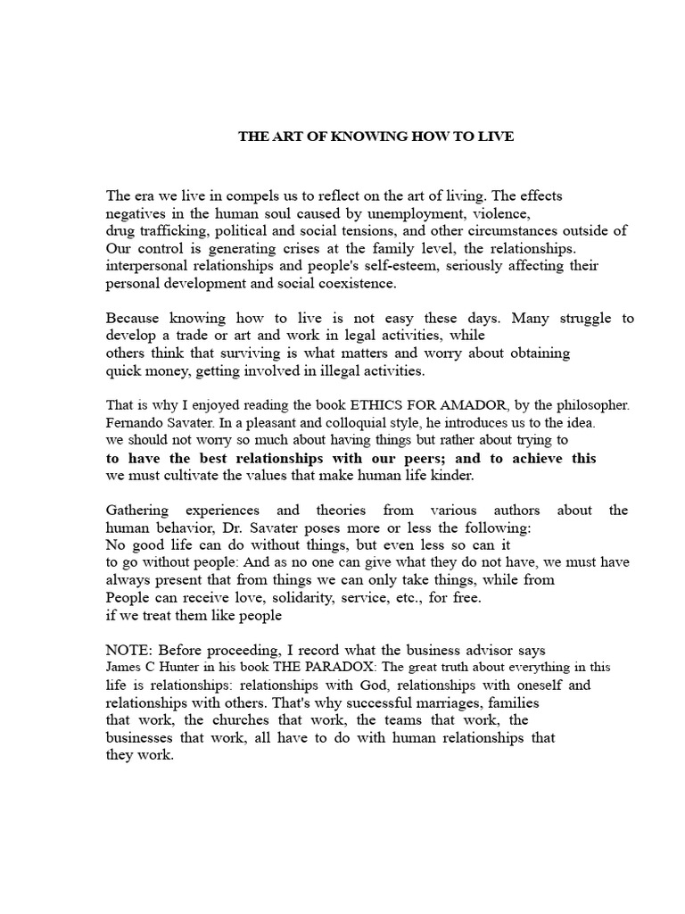 The Art of Knowing How To Live | PDF | Pleasure | Knowledge