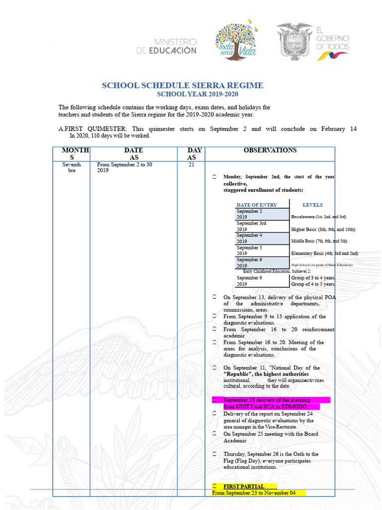 School Schedule | PDF | Academic Term | Educational Stages