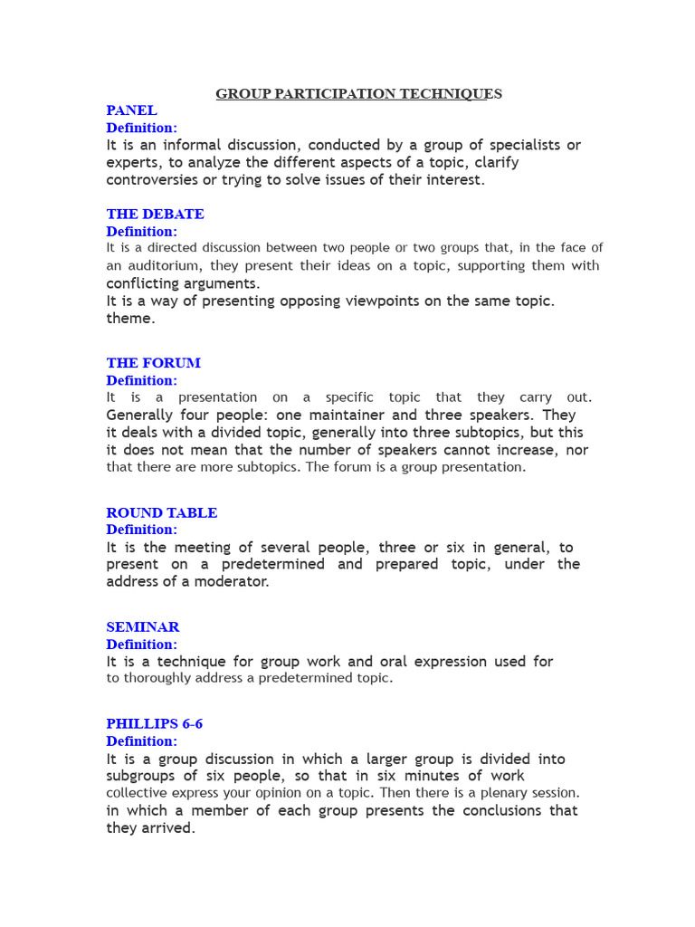 Group Participation Techniques | PDF