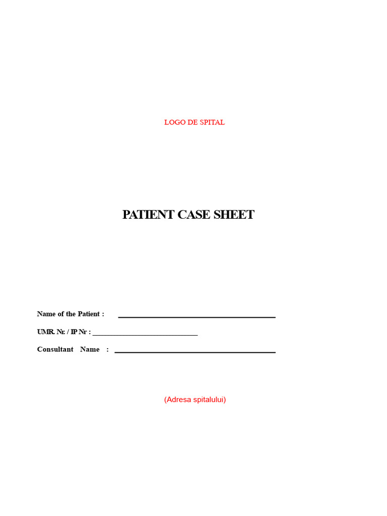 Patient Case Sheet Template | PDF | Social Programs | Medicine