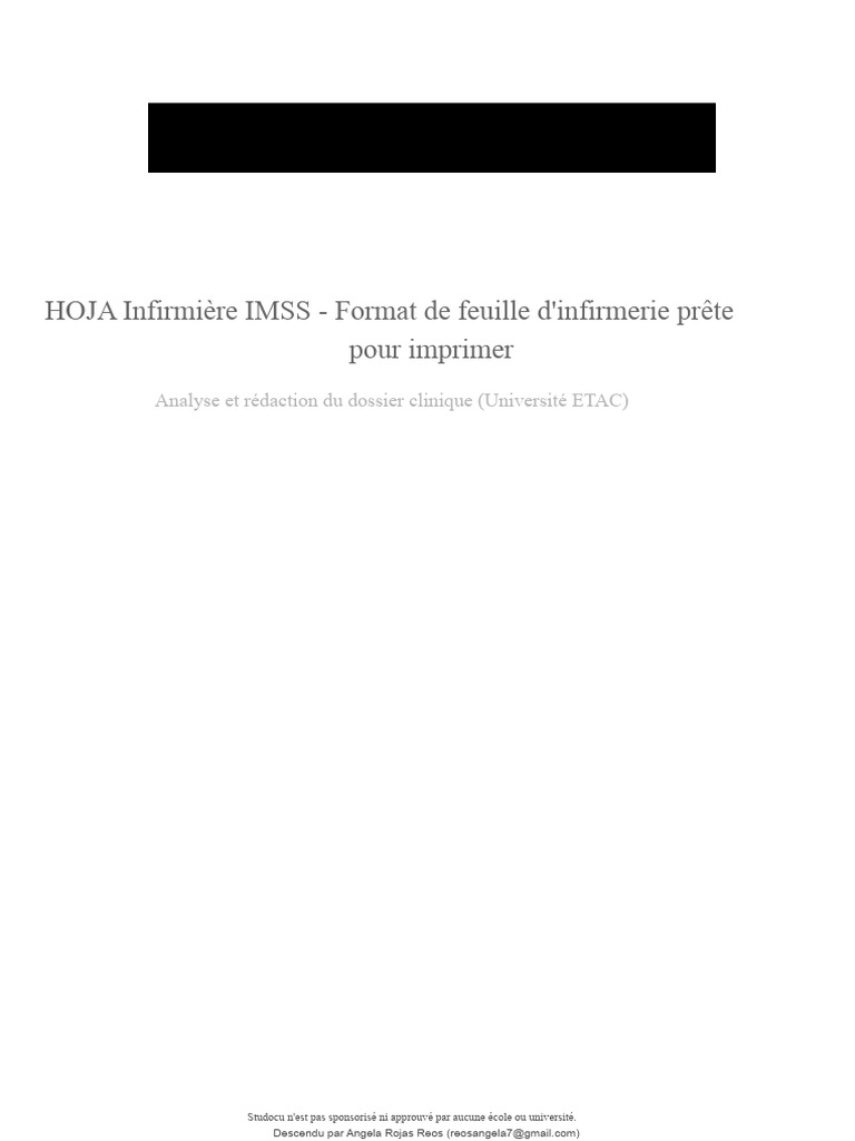 Feuille Infirmière Imss Format de Feuille D Infirmière Prêt À Imprimer ...