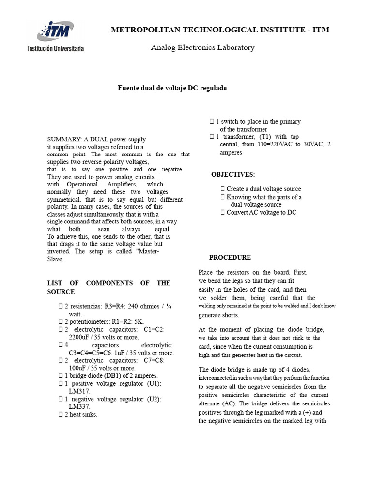 Dual Voltage Source | PDF | Rectifier | Power Supply