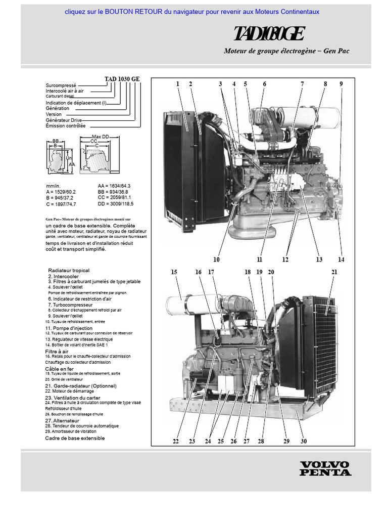 Moteur Diesel TAD 1030 GE: Spécifications Techniques | PDF | Puissance ...
