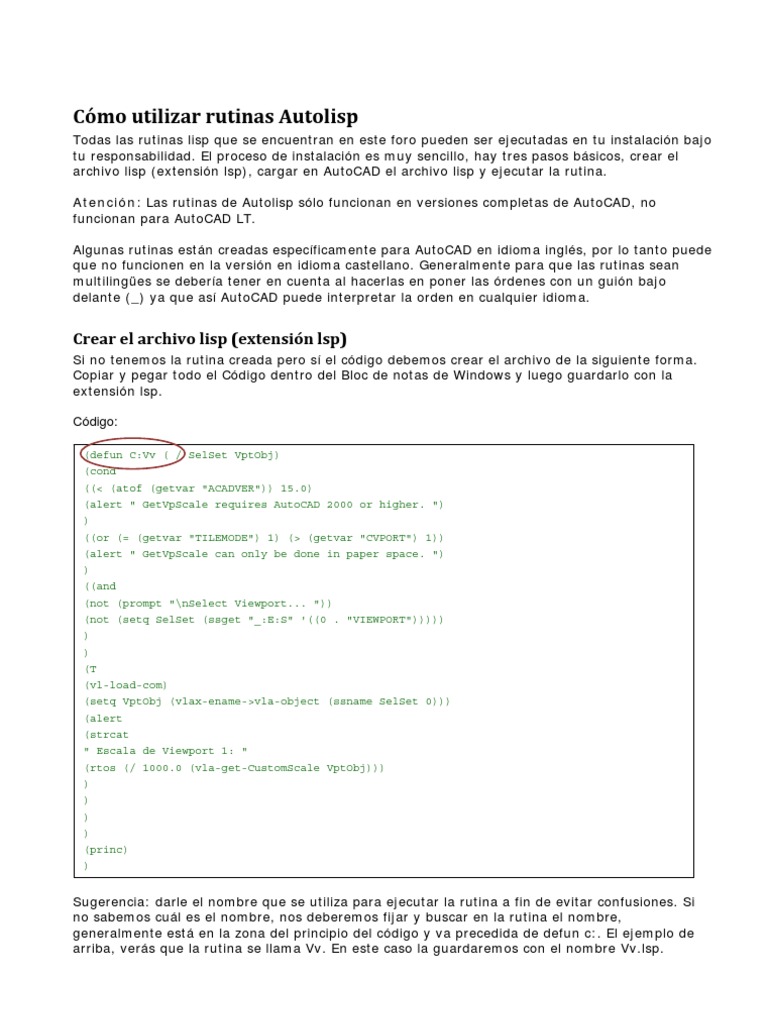 Como Utilizar Rutinas Autolisp | PDF