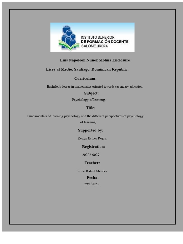 Fundamentals of Learning Psychology | PDF | Learning | Knowledge