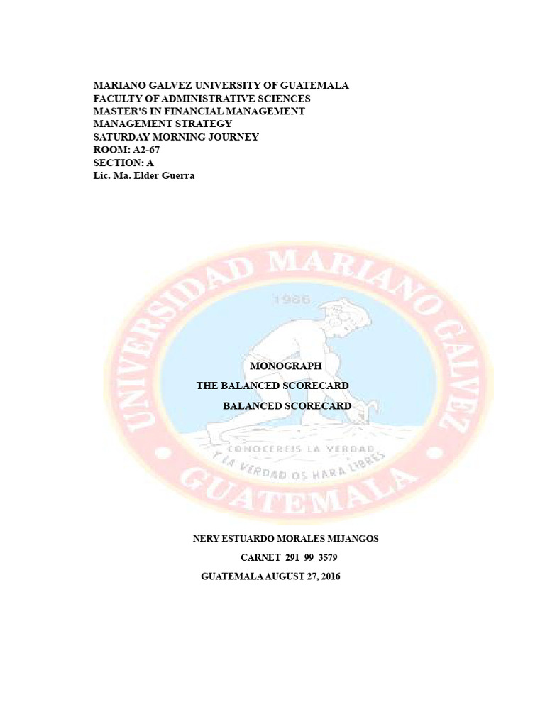 MONOGRAPH Balanced Scorecard | PDF | Employee Retention | Goal