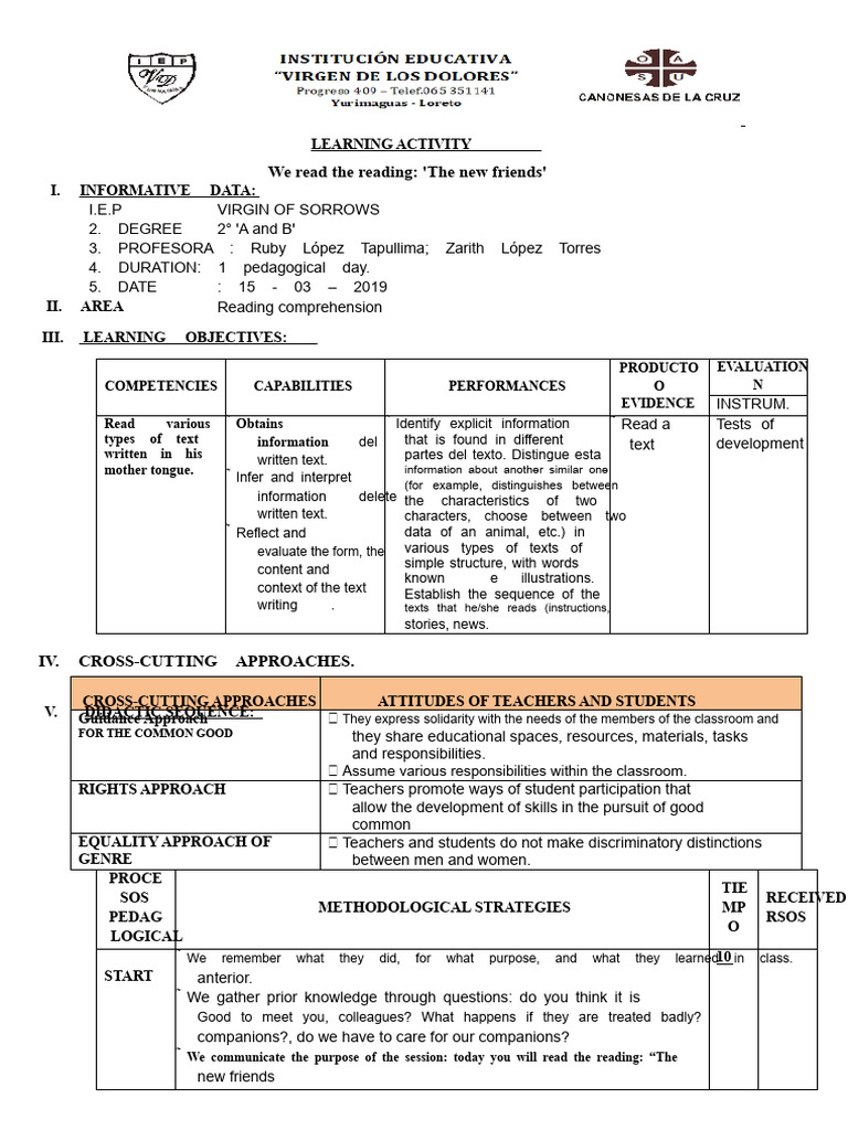 Reading Comprehension Activity Plan | PDF | Reading Comprehension ...
