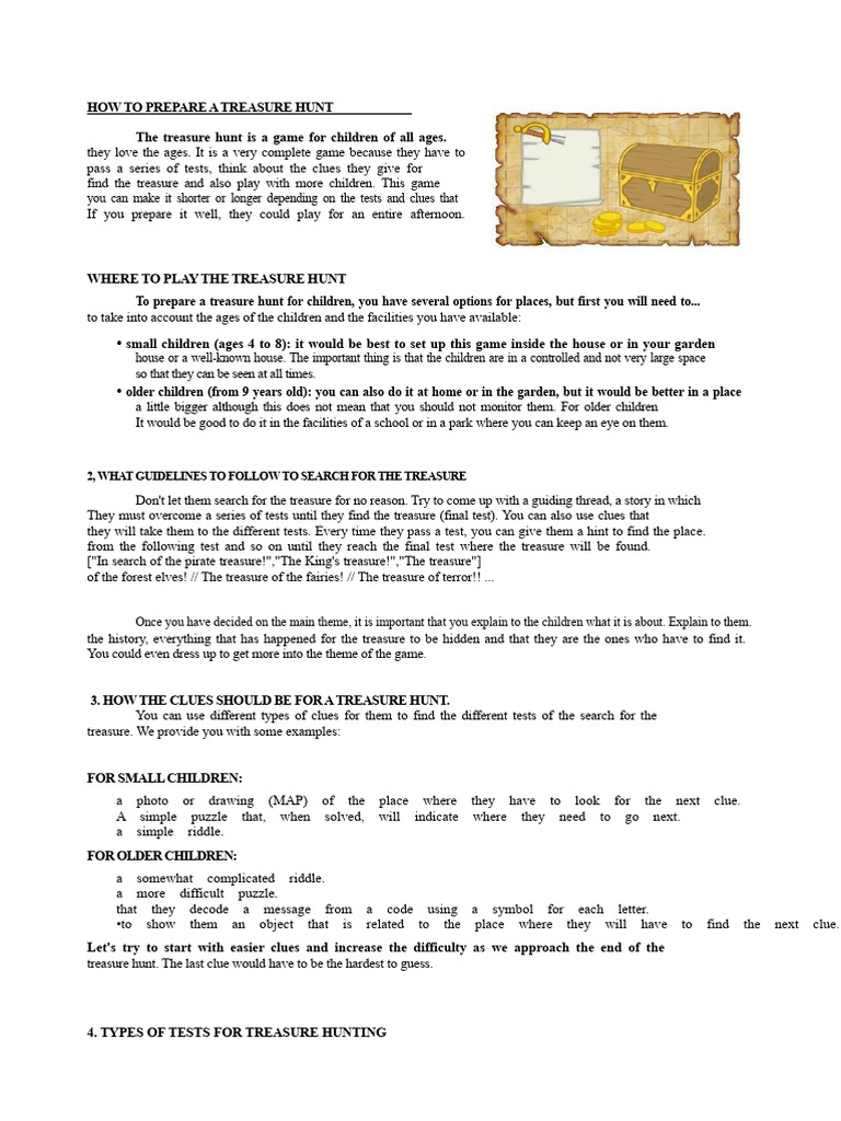 Treasure Hunt Sheet | PDF