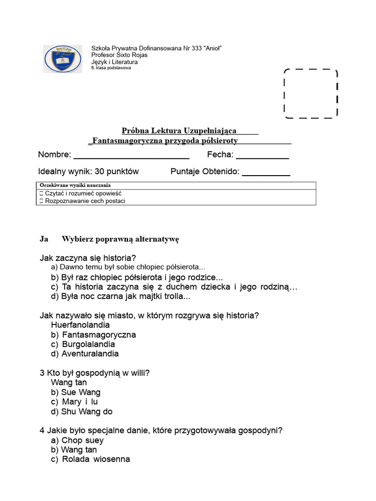 Próba Duchowej przygody półsieroty.docx | PDF