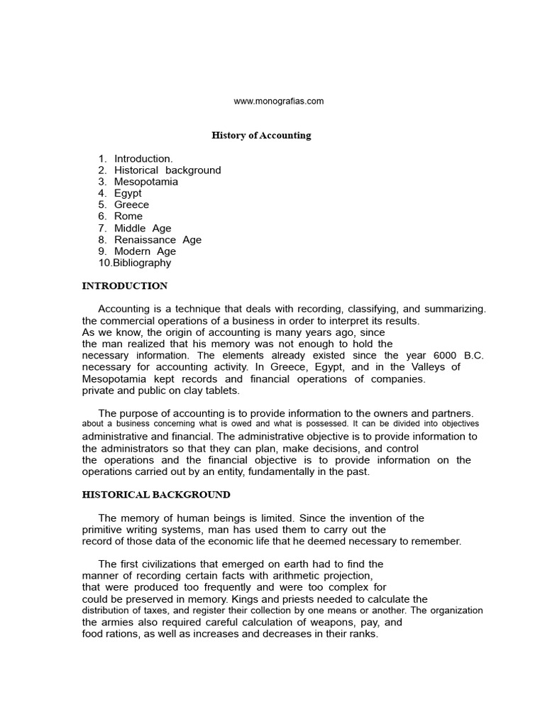 History of Accounting | PDF | Mesopotamia | Ancient Egypt