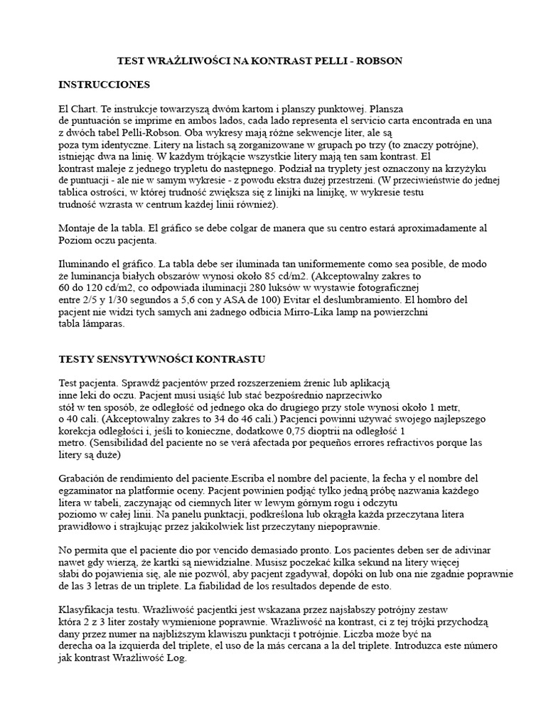 Test Manualnej Czułości Na Kontrast Pelli - Robson Przetłumaczone Na ...