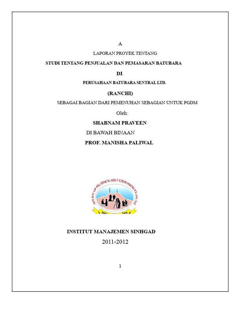 Studi Pemasaran Batubara di CCL Ranchi | PDF