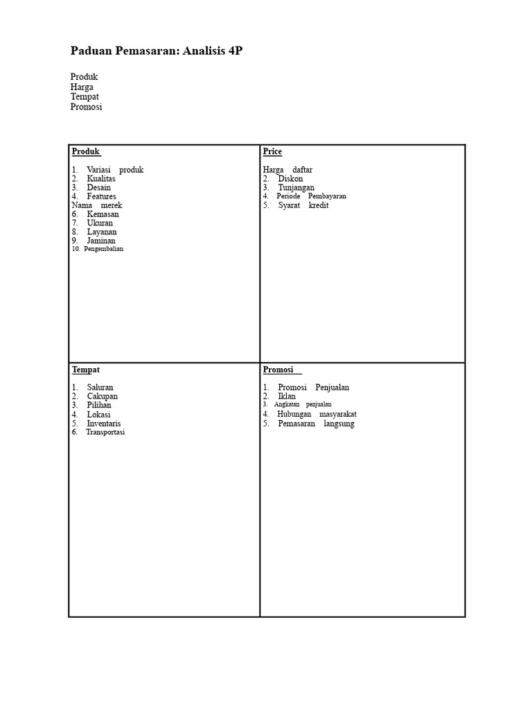 Analisis SWOT 4P | PDF