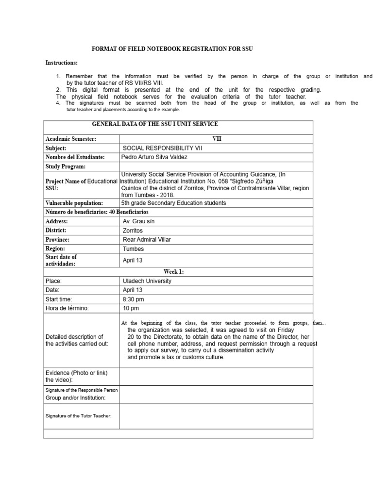 Field Notebook Record | PDF