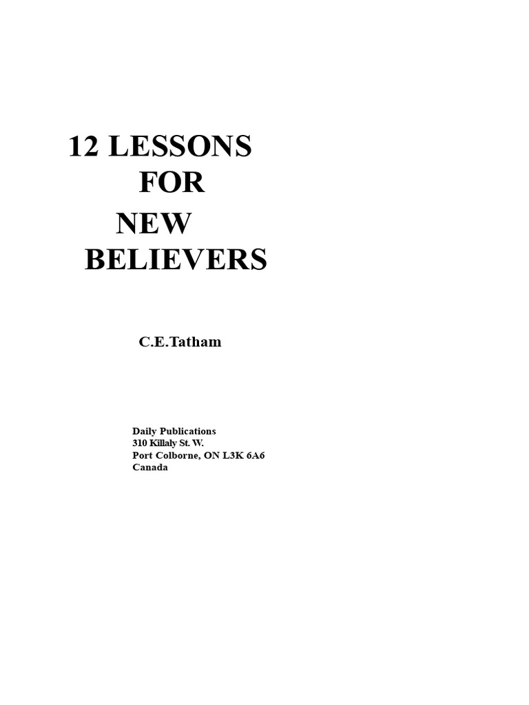 12 Lessons For New Believers | PDF | Christian Church | Baptism