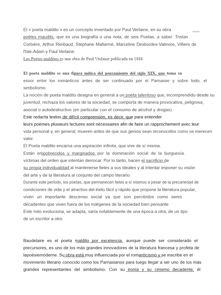 Poetas malditos: Baudelaire y su legado | PDF | Les Fleurs Du Mal ...