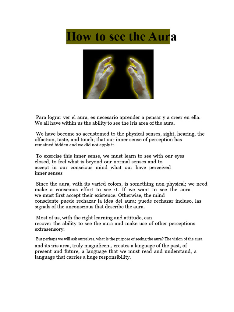 How To See The Aura | PDF | Senses | Perception