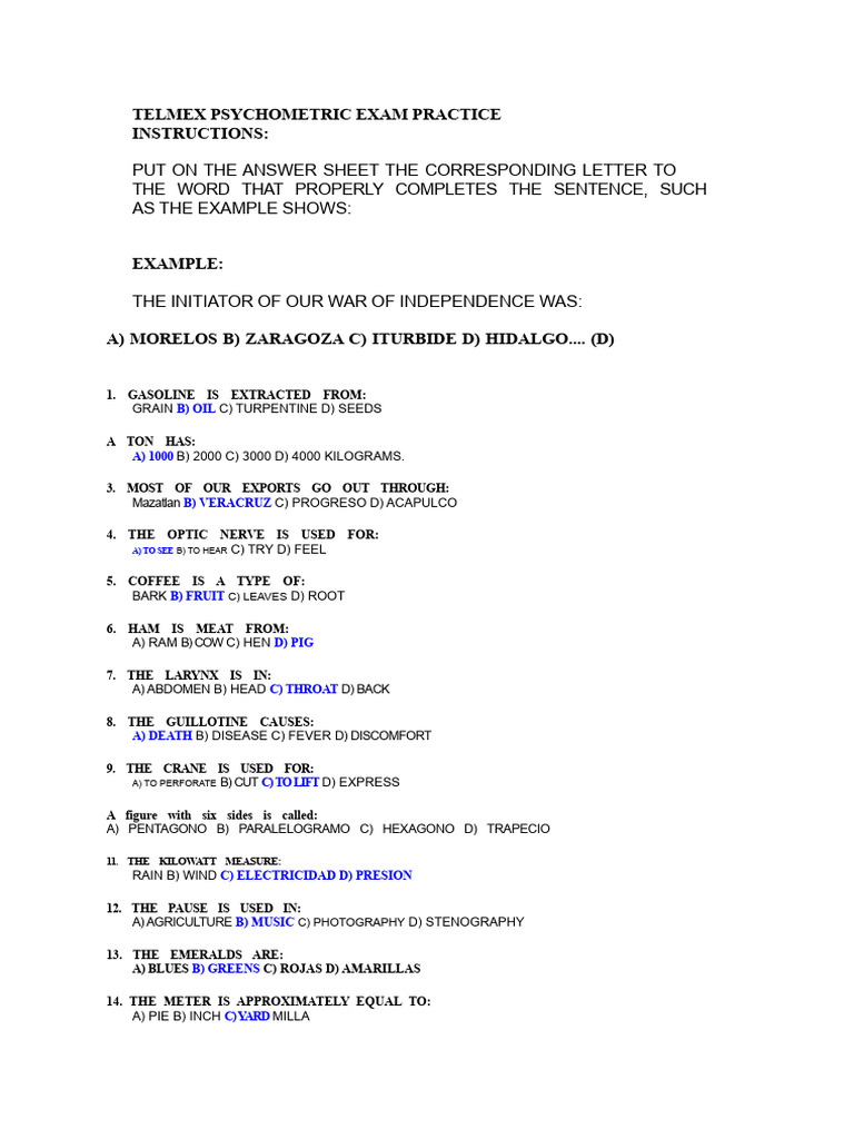 Psychometric Exam | PDF | Subject (Grammar)
