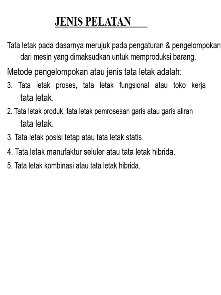 Jenis Tata Letak Produksi dan Manfaatnya | PDF