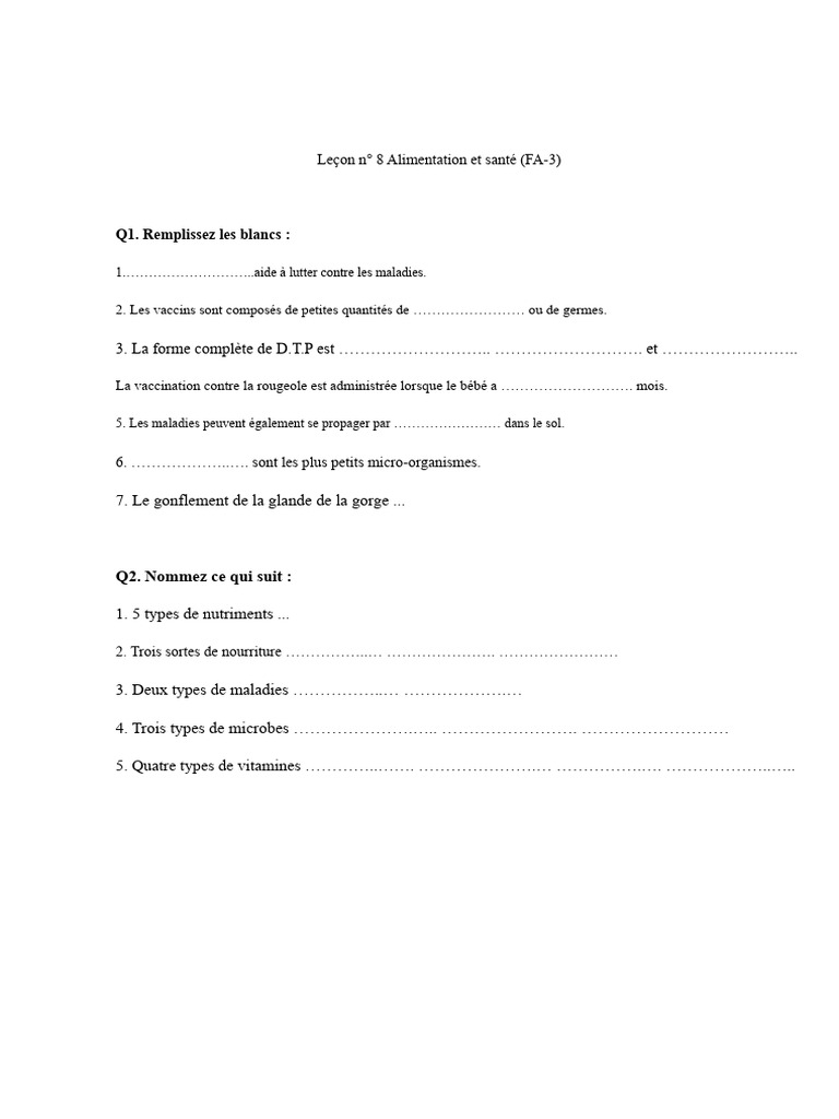 Alimentation, santé et vaccination expliquées | PDF