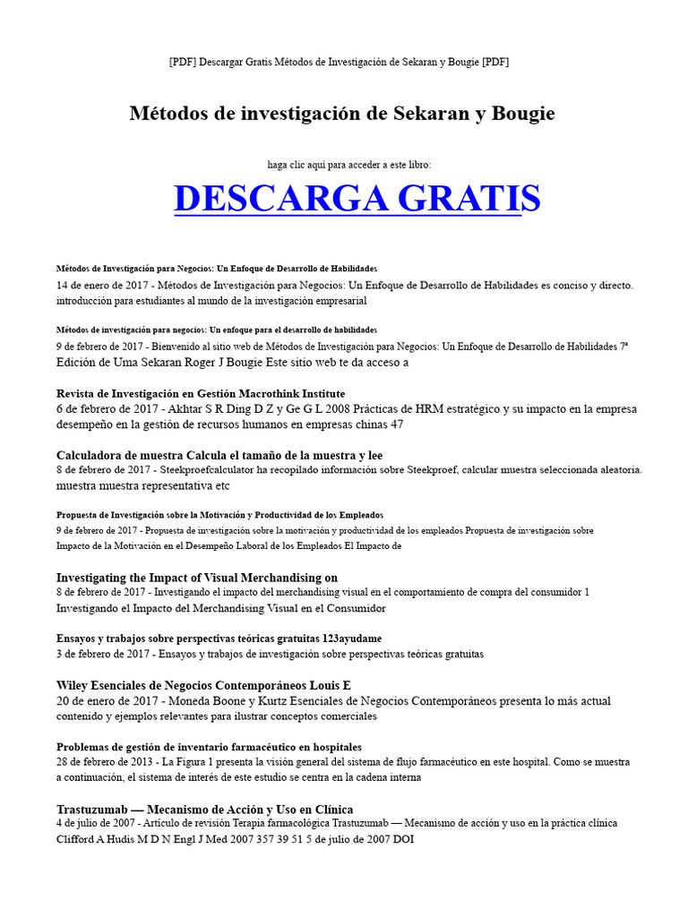 Métodos de Investigación de Sekaran y Bougie | PDF