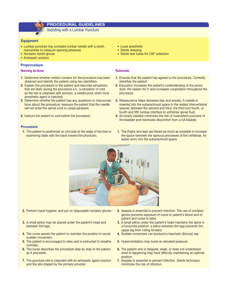 Assisting With Lumbar Puncture | PDF | Cerebrospinal Fluid | Medical ...