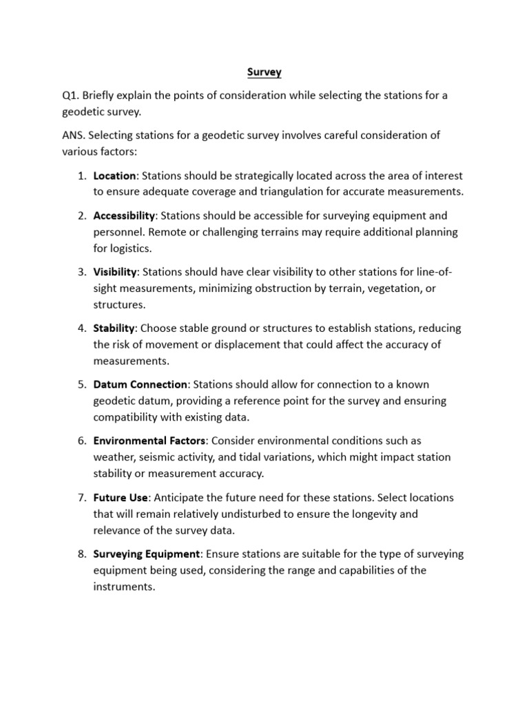 Survey Notes | PDF | Surveying | Contour Line