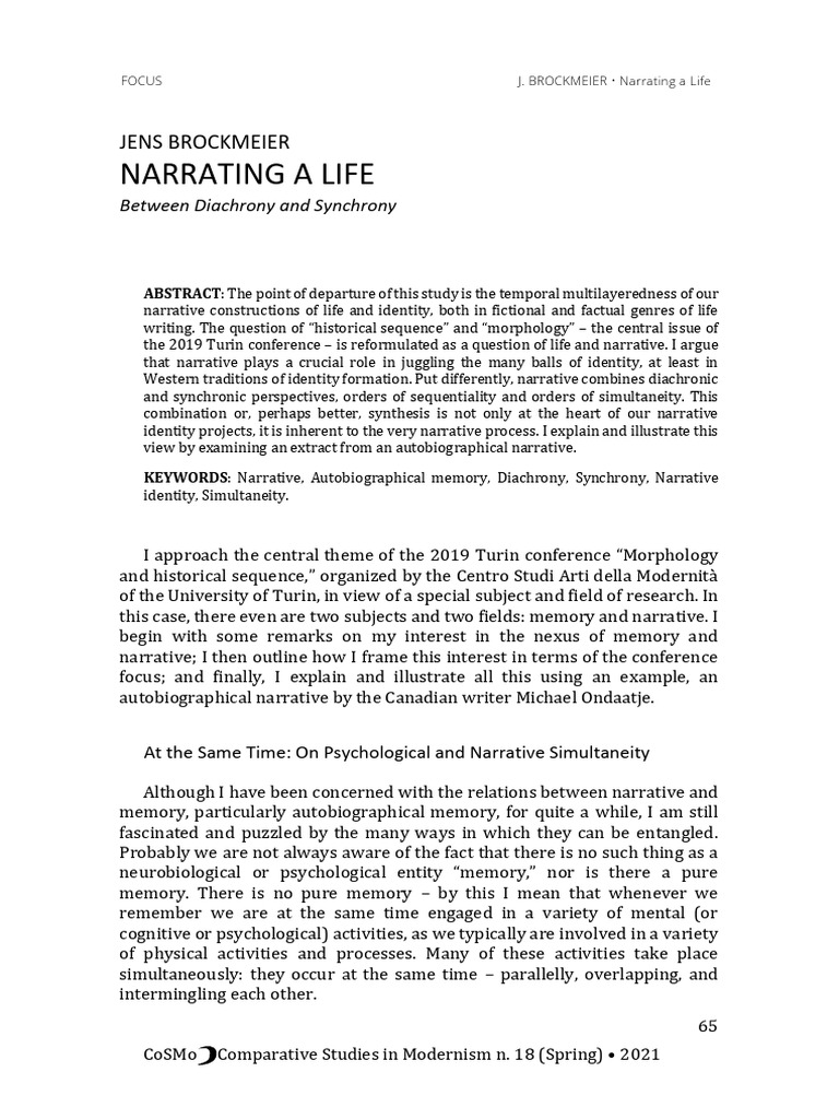 Synchonic and Diachronicity in Narrating Life | PDF | Cognitive Science ...