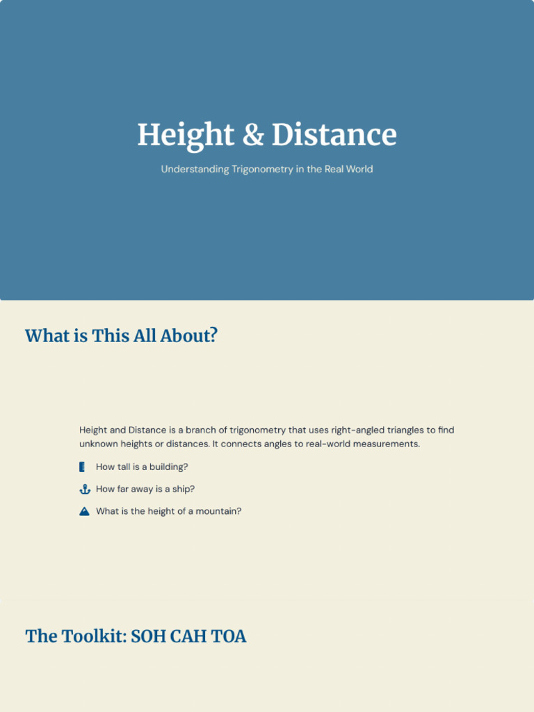 Height and Distance Trigonometry | PDF