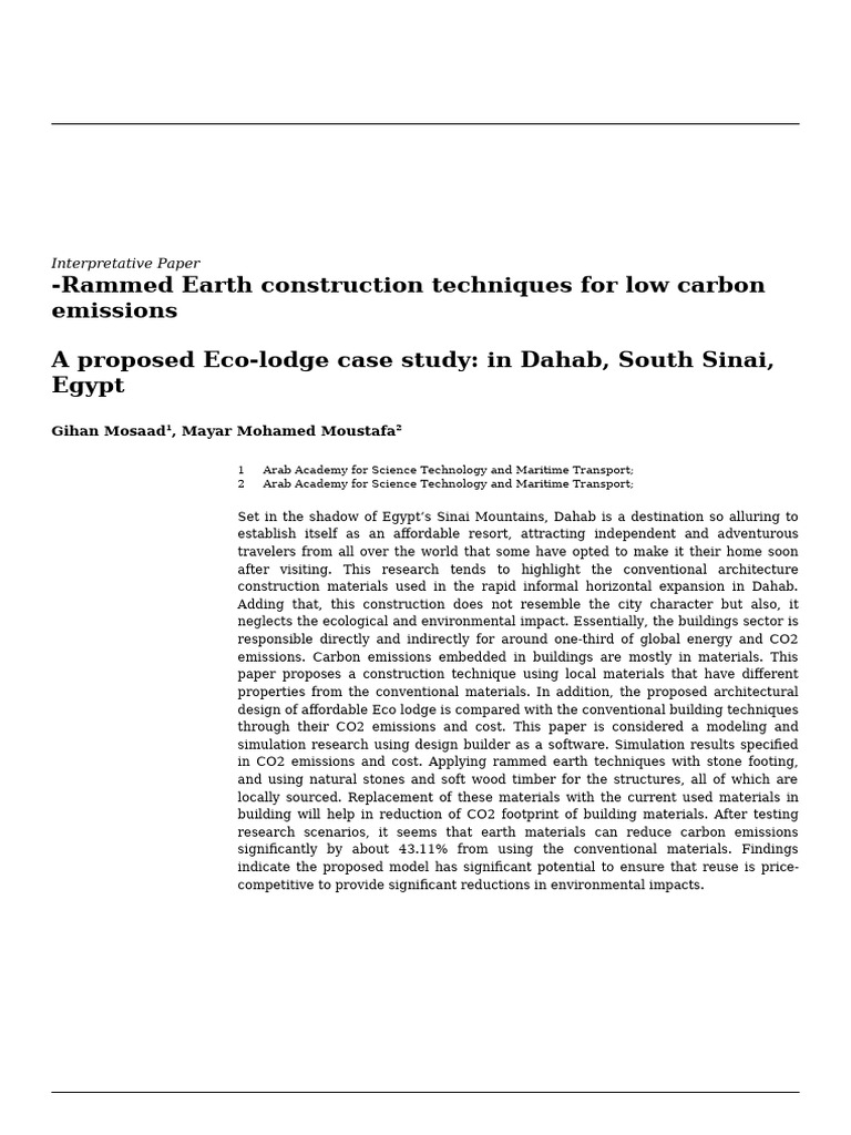 Rammed Earth Construction Technique To Lower Embodied Carbon | PDF ...