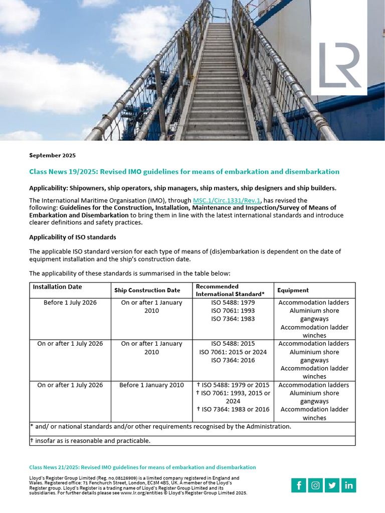 Class - News - 21 - 2025 Revised IMO Guidelines For Means of ...