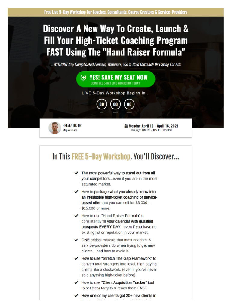 Stepan Hlinka 5 Day High Ticket Training Pdf