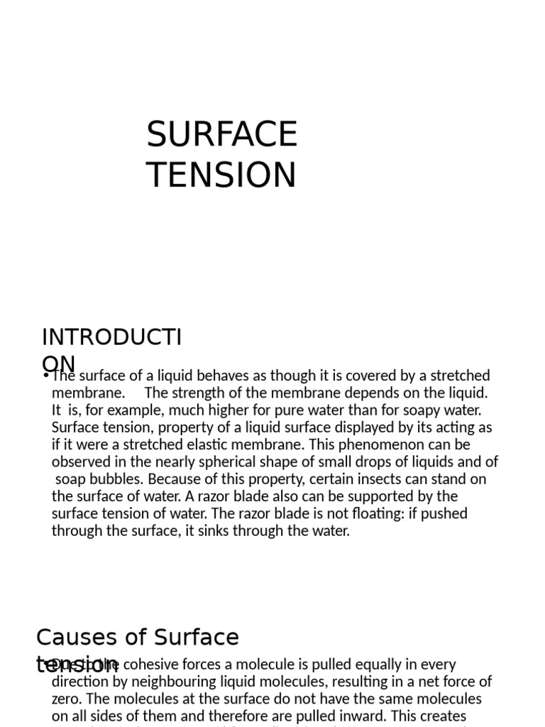 Understanding Surface Tension and Capillarity | PDF | Surface Tension ...