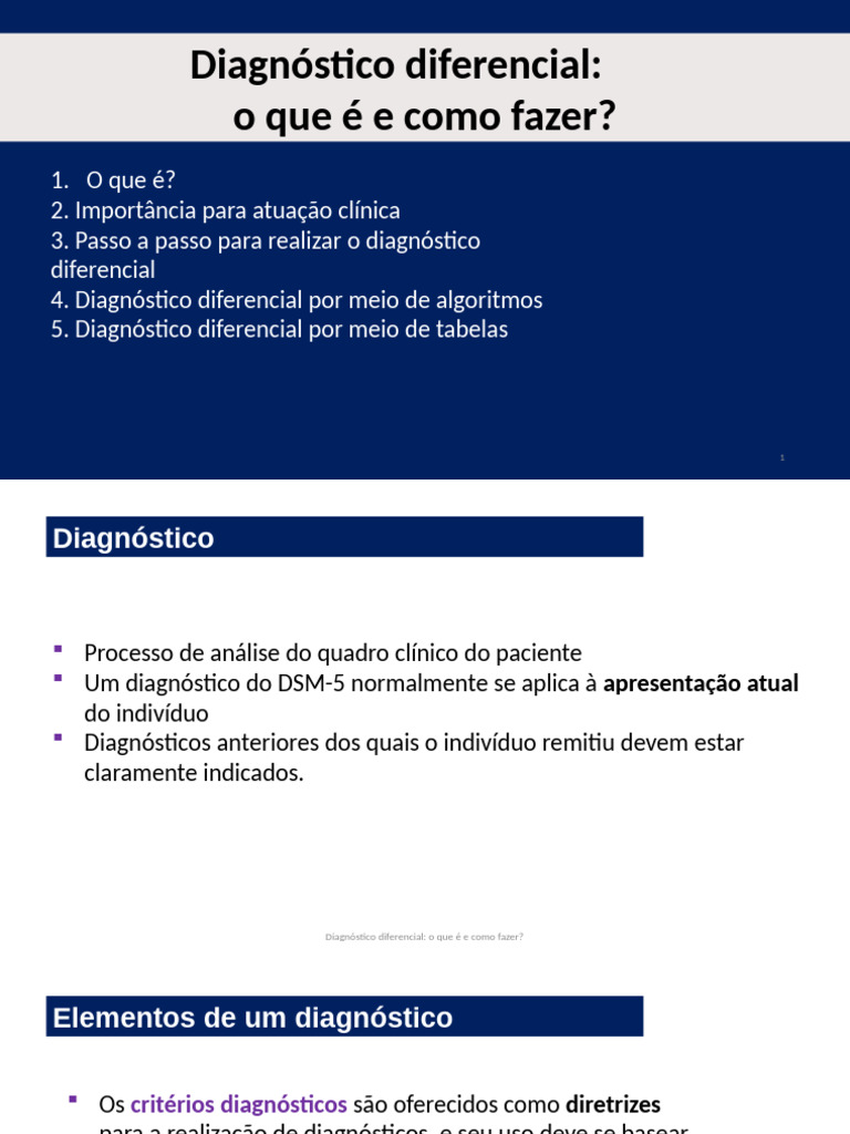 aula_2_diagnóstico_diferencial_o_que_é_e_como_fazer (1) | PDF | Psiquiatria | Depressão