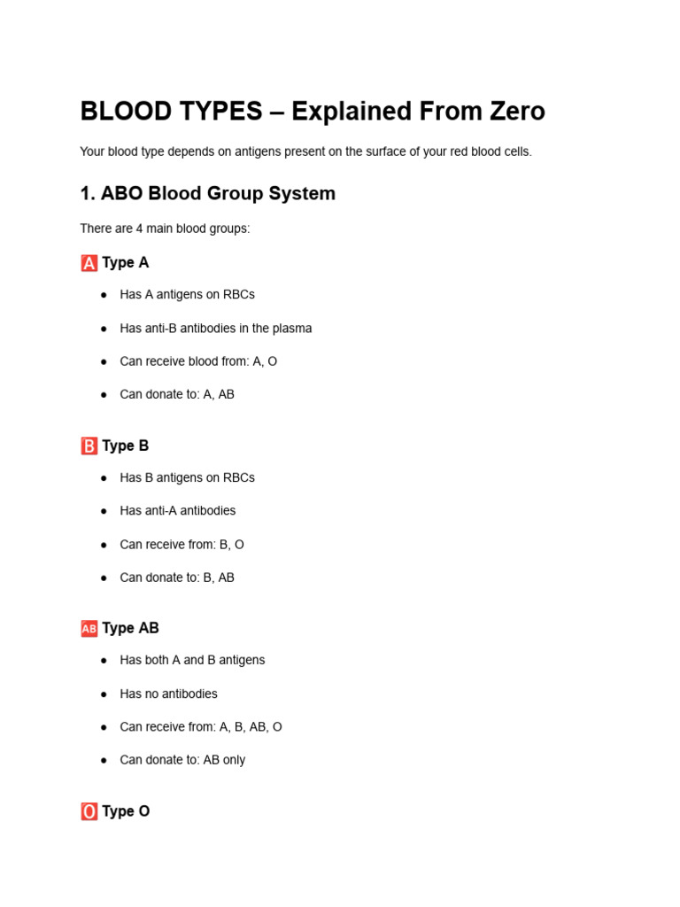 Understanding Blood Types and Compatibility | PDF