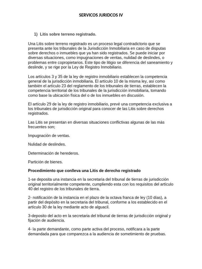 Litis Sobre Terreno Registrado 2 | PDF | Posesión (Ley) | Jurisdicción