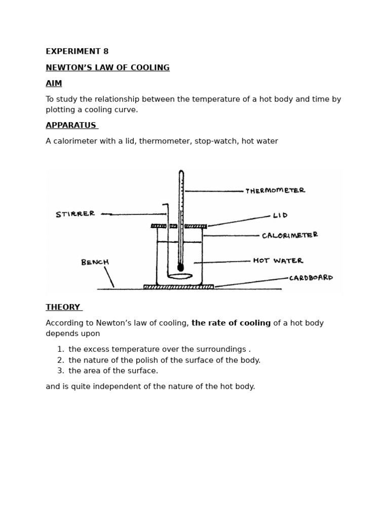 EXPERIMENT 8-Newton's Law of Cooling | PDF