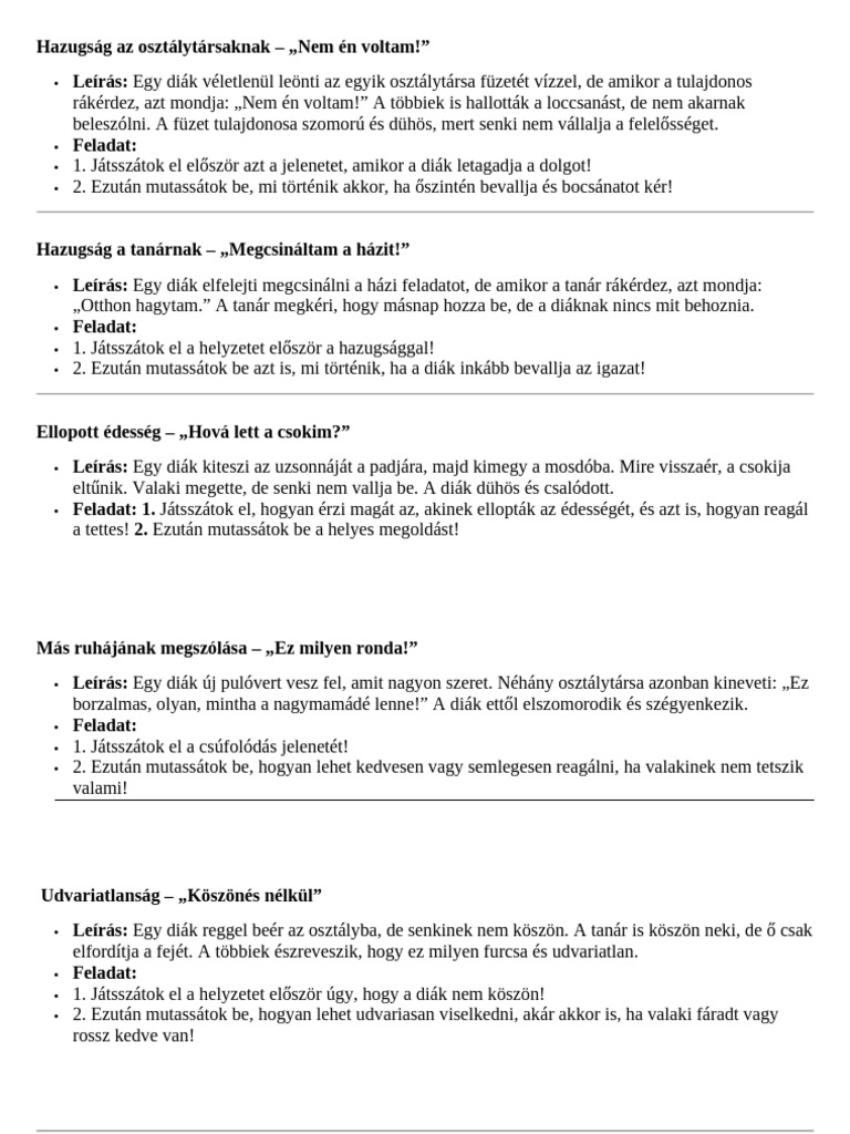 Szituációs Kártyák 1 Nyomtatásra | PDF