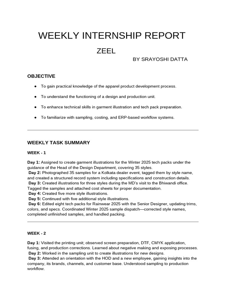 Weekly Internship Report | PDF