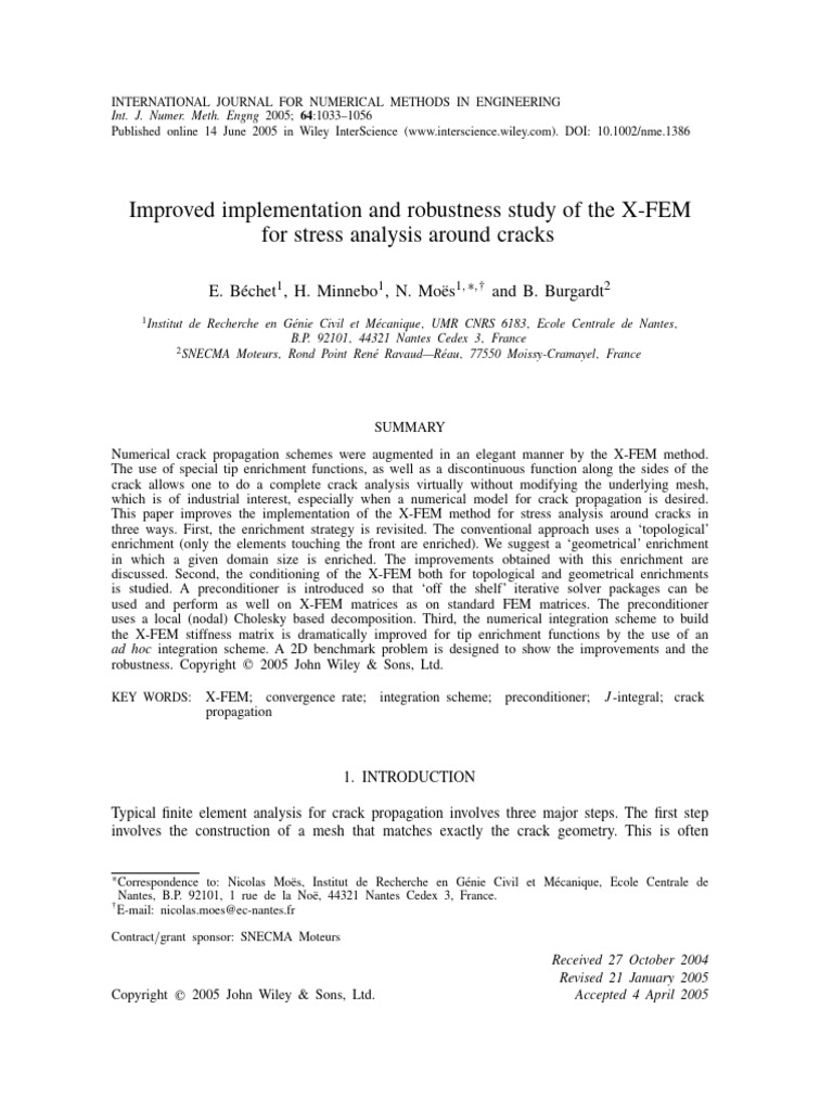 Béchet2005 - Improved Implementation and Robustness Study of The X-FEM ...