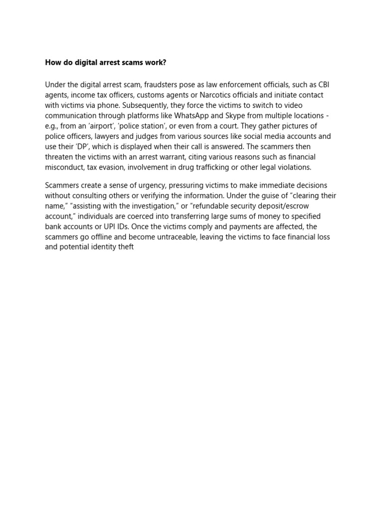 Understanding Digital Arrest Scams | PDF