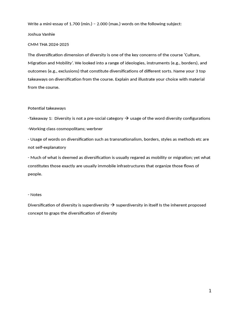 Take Home Assignment Migration and Mobility | PDF