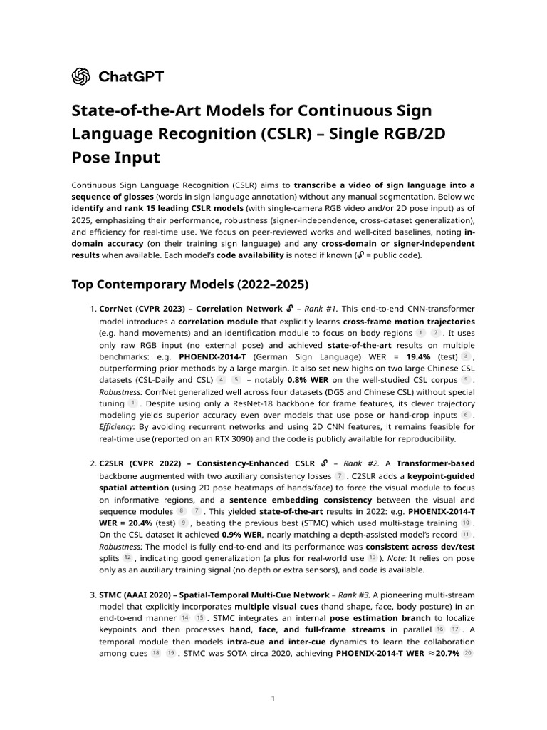 State-of-the-Art Models For Continuous Sign Language Recognition (CSLR ...
