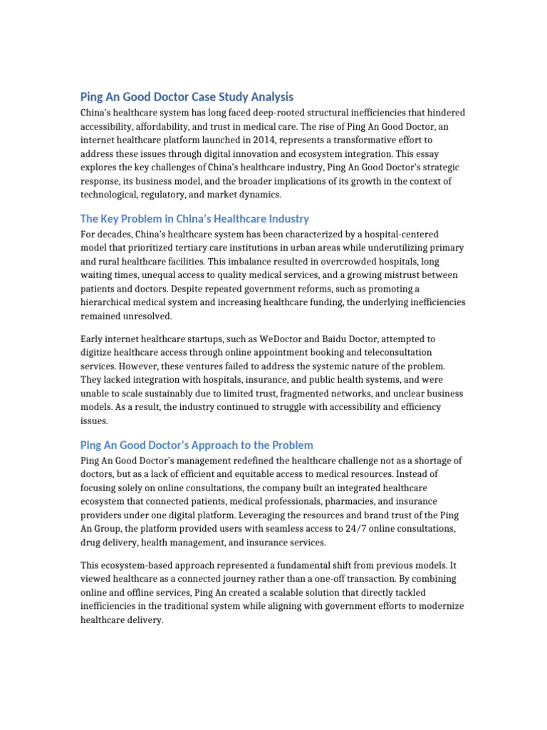 Ping An Good Doctor: Transforming China's Healthcare | PDF | Health ...
